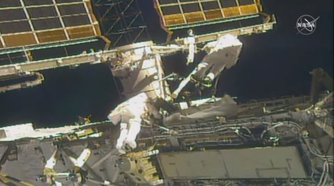 Astronauts install “mod kit’ as work continues on the ISS Power ...